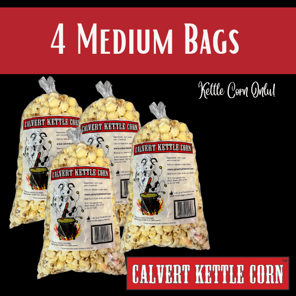 4 Medium Bags of Kettle Corn | Calvert Kettle Corn